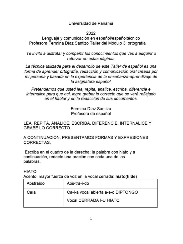 Taller de Ortografía en Español | PDF | Lingüística | Fonética