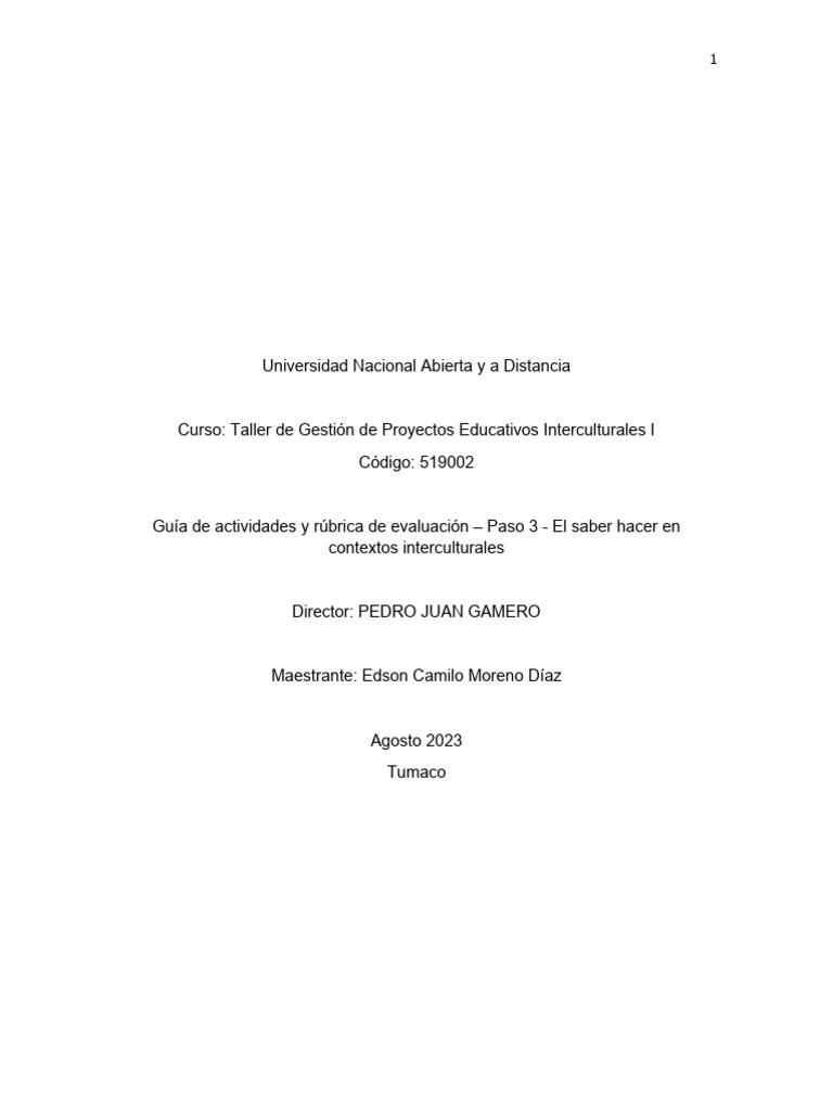 Unidad 3 - Paso 3-El Saber Hacer en Contextos Interculturales - Edson ...
