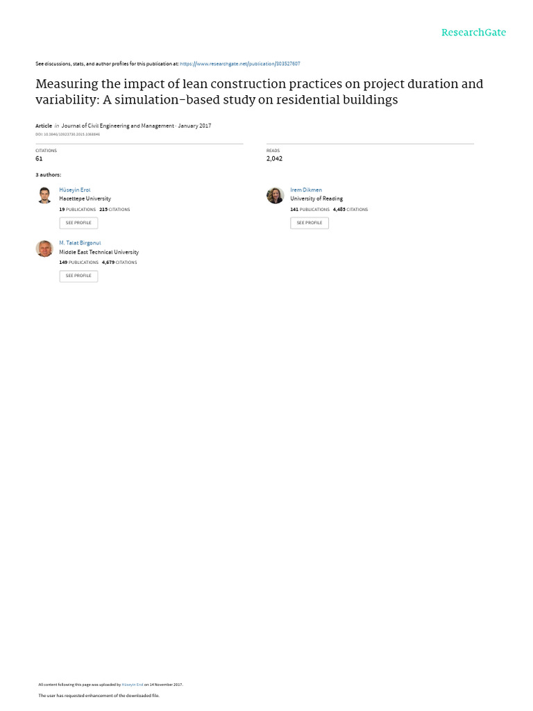 Measuring The Impact of Lean Construction Practices On | PDF | Lean ...