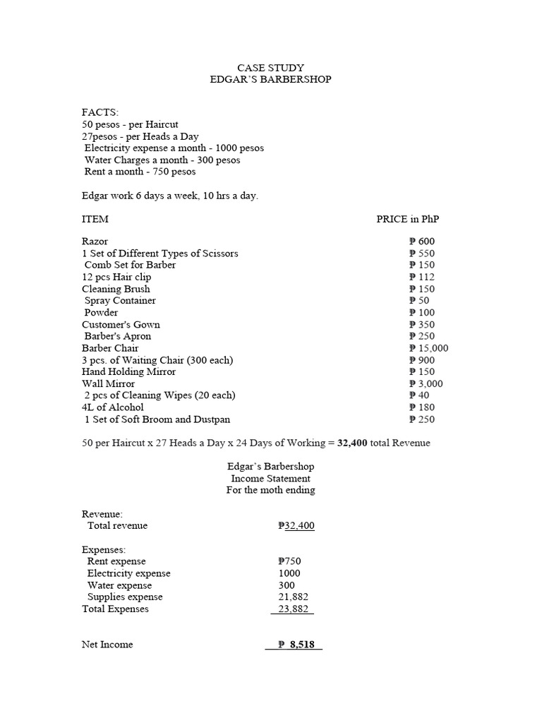 Case Study | PDF | Expense | Hairstyle