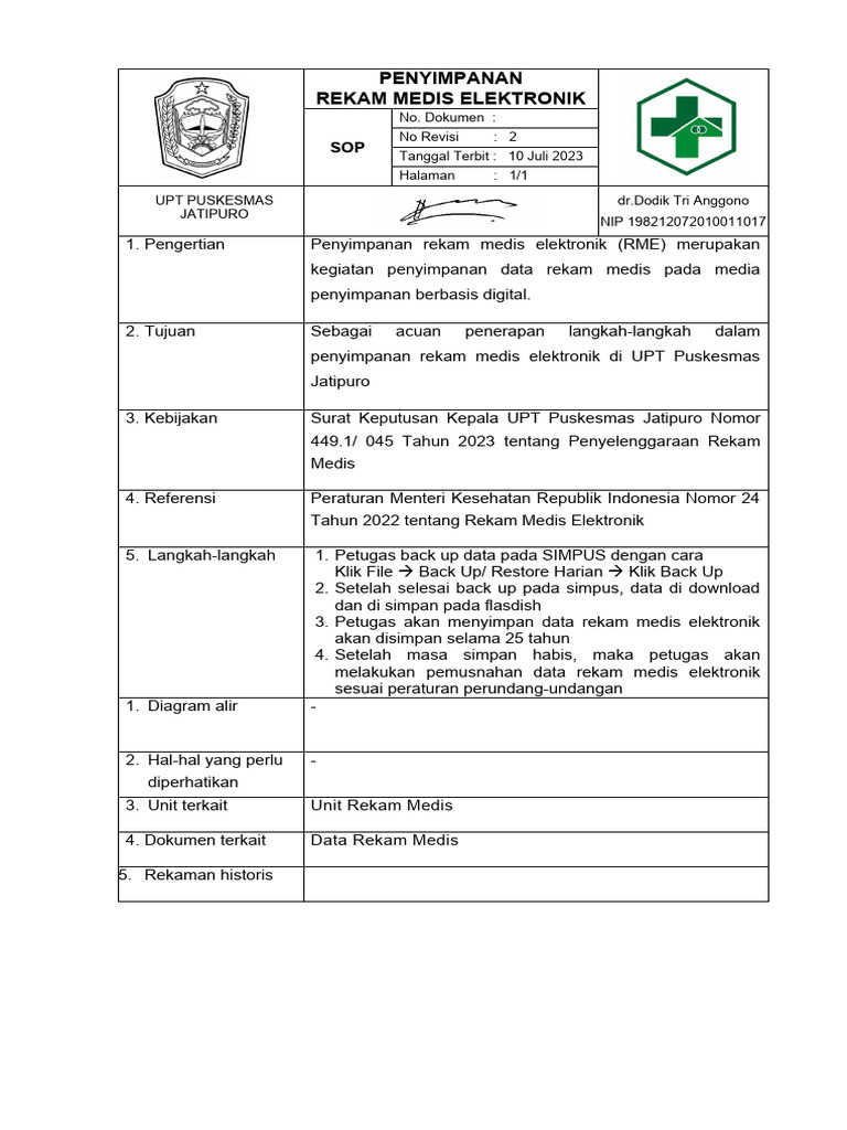 Sop Penyimpanan Rme | PDF
