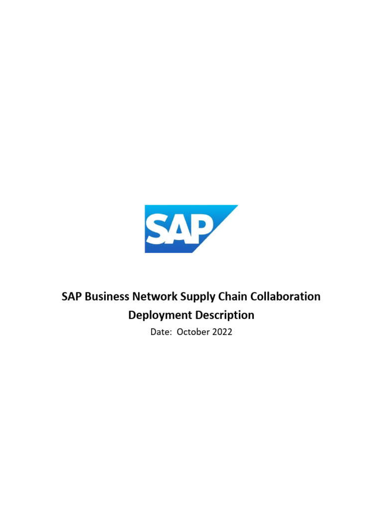 SAP Business Network Supply Chain Collaboration Deployment Description ...