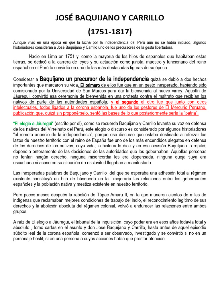 Baquijano y Carrillo | PDF | America latina | América del Sur