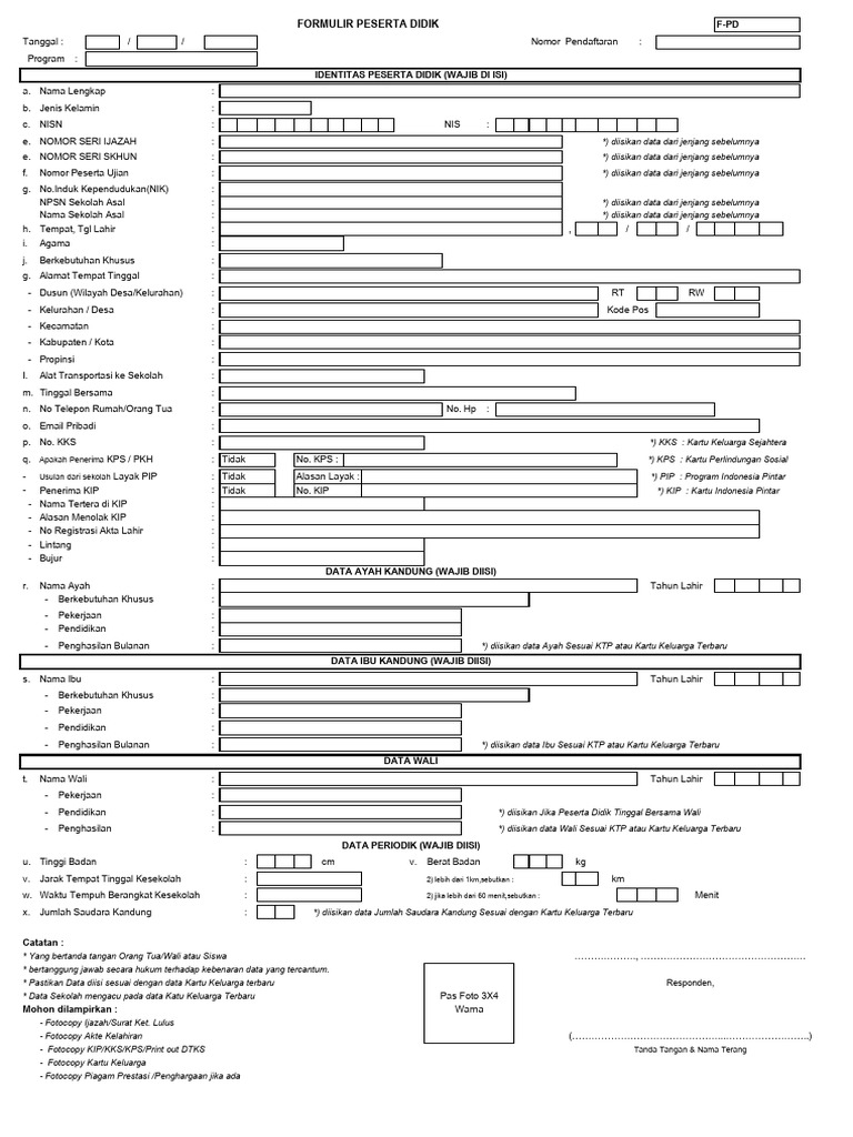 Formulir PPDB TP 2023-2024 | PDF