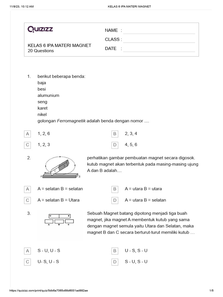 Kelas 6 Ipa Materi Magnet | PDF