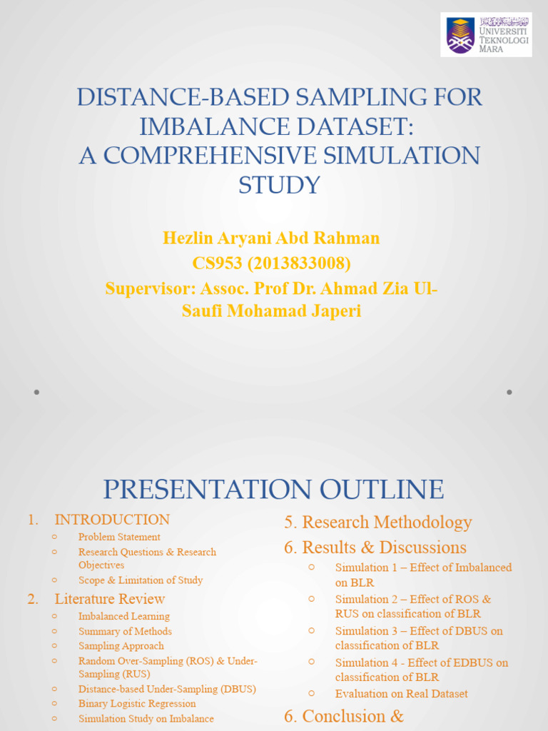 Distance-Based Sampling for Imbalanced Data | PDF | Regression Analysis | Logistic Regression
