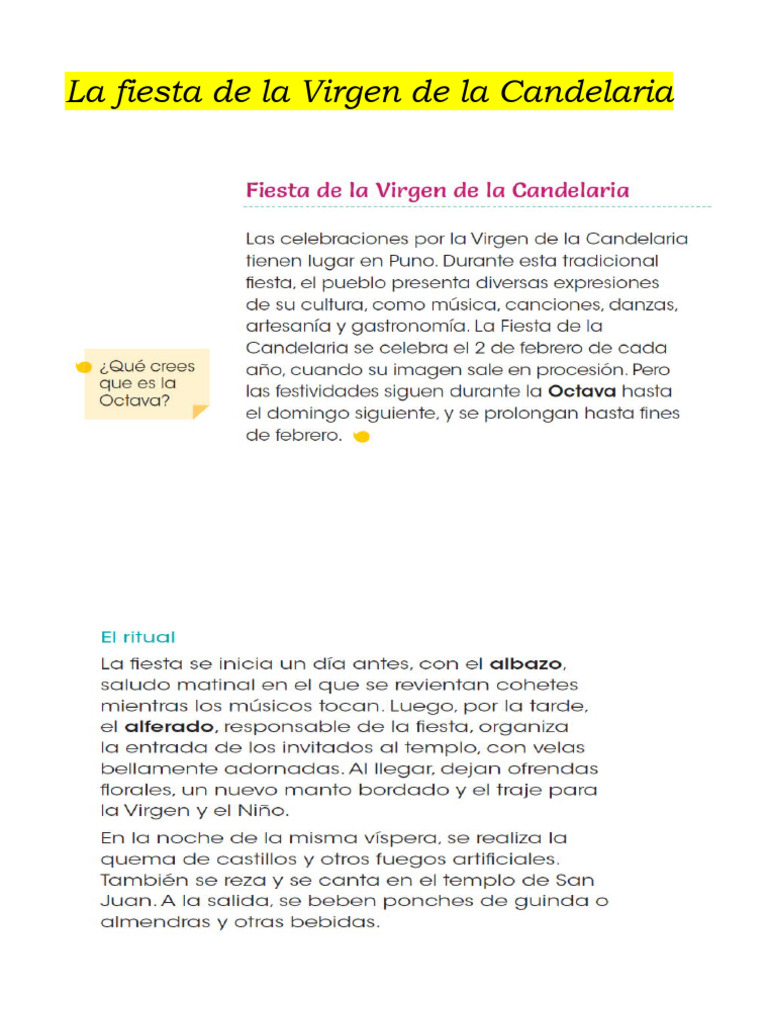 La Fiesta de La Virgen de La Candelaria | PDF