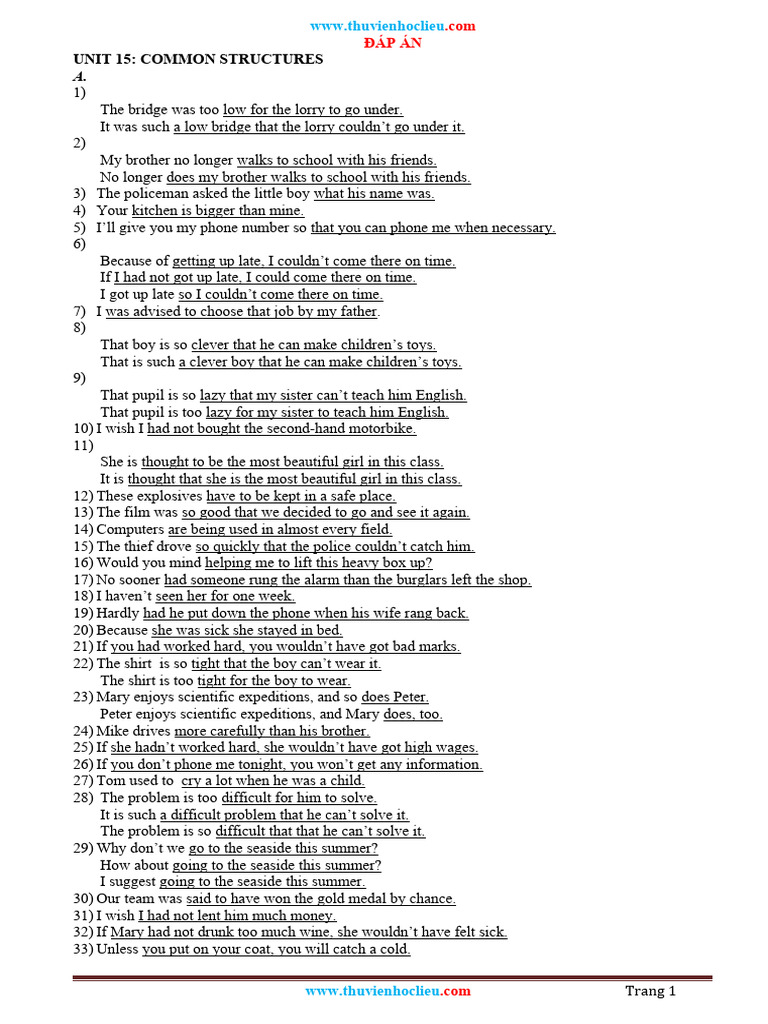 Chuyen de 15 COMMON STRUCTURES | PDF