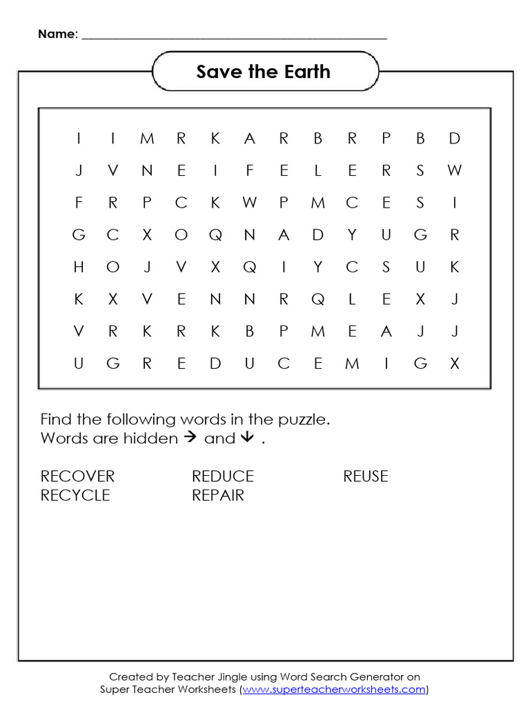 Earth Day Word Search Worksheet | PDF | Word Search | Puzzles