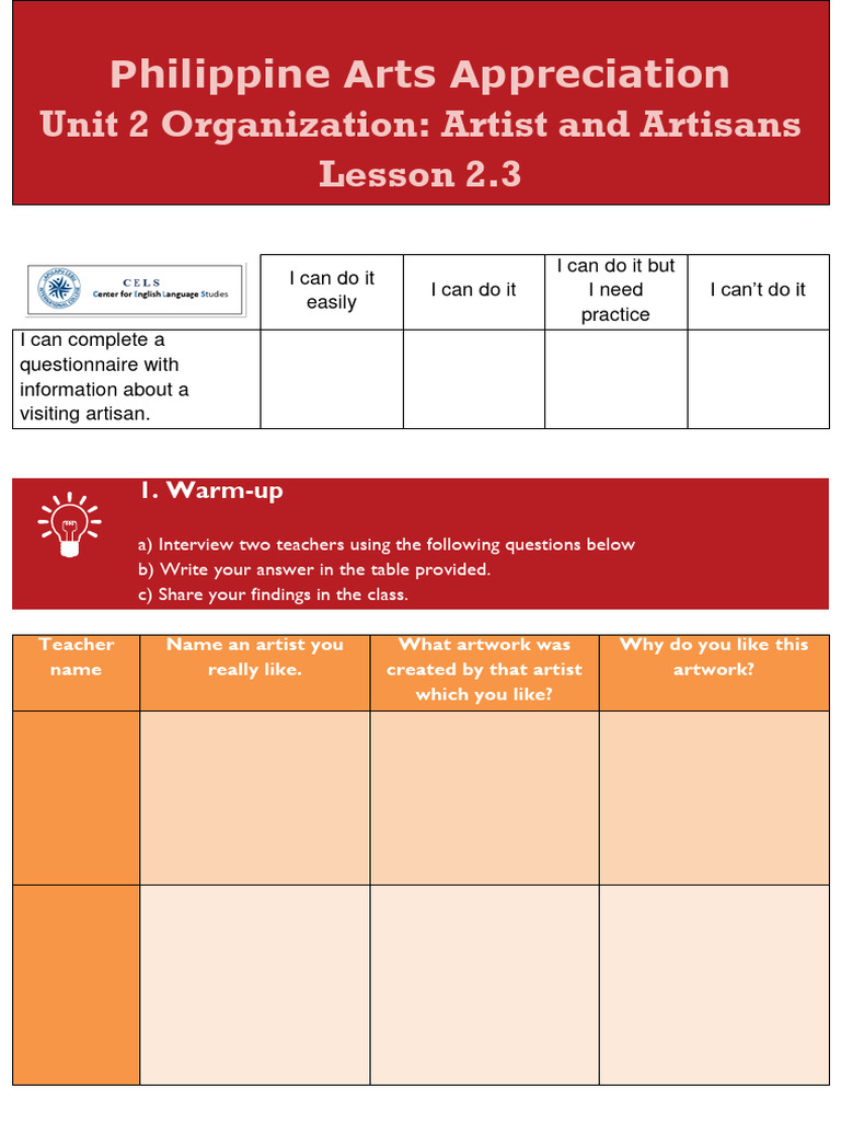 Lesson 2.3 | PDF | Works Of Art | The Arts
