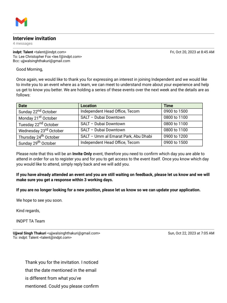 Gmail - Interview Invitation | PDF