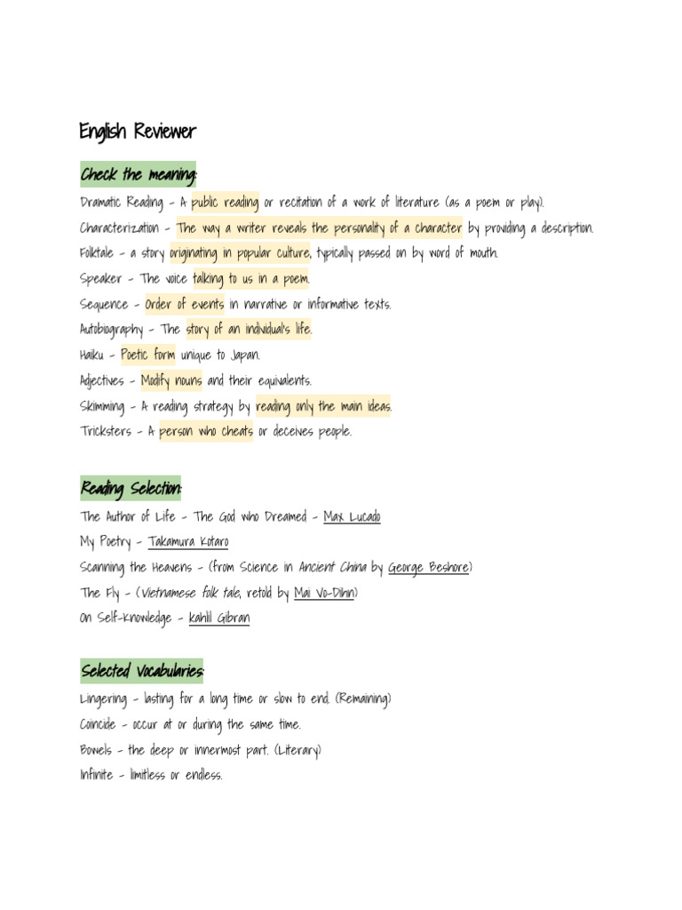 English Notes | PDF | Verb | Adjective