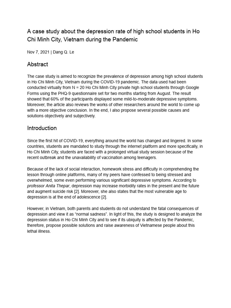 Case Study Sample | PDF | Major Depressive Disorder | Sleep