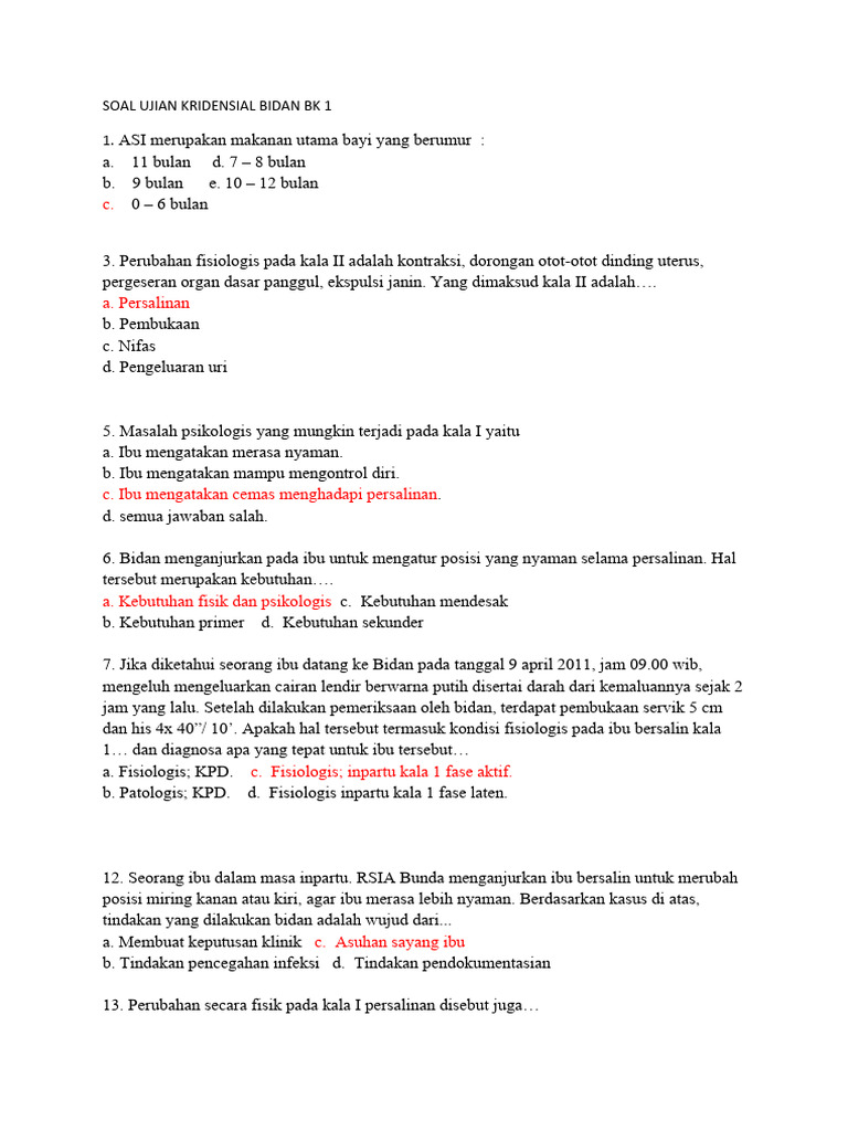 Soal-Ujian-Kridensial-Bidan Ven | PDF | Pengembangan Diri | Kesehatan Holistik