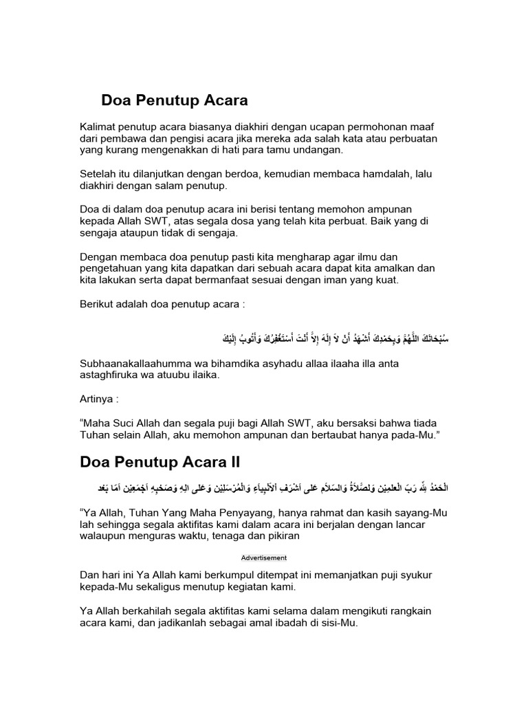 Doa Penutup Acara | PDF