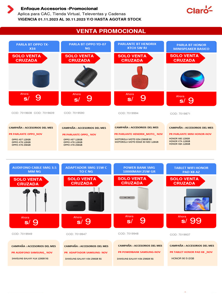 Enfoque Venta Accesorios Promocional - (Equipo + Accesorio) Noviembre ...