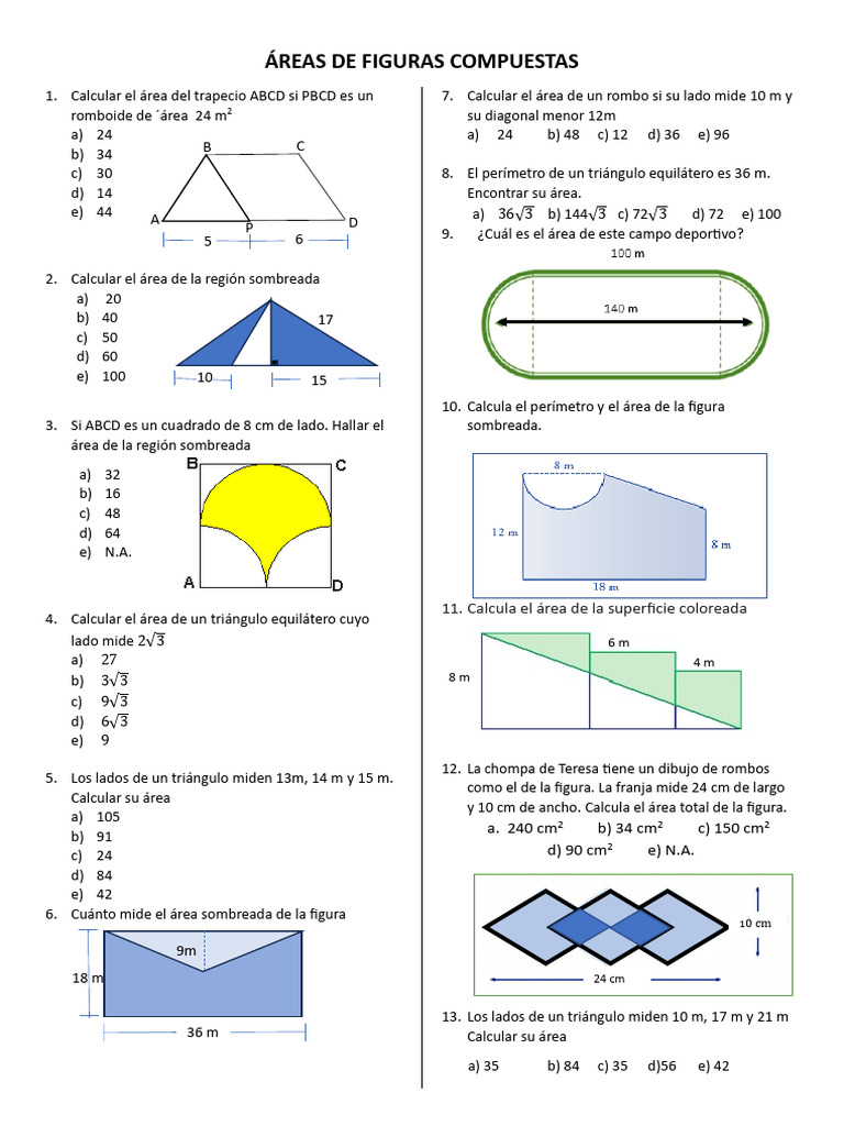 Áreas de Figuras Compuestas | PDF