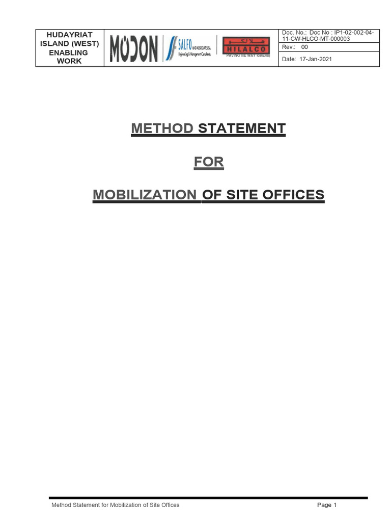 Site Office Mobilization Plan | PDF | Crane (Machine) | Personal ...