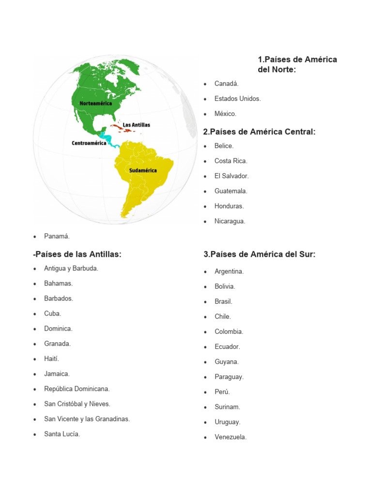 Países de América por Región | PDF