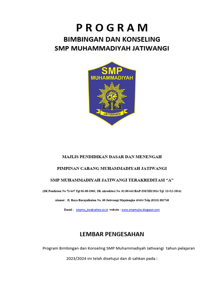 Program BK SMP Muhammadiyah JTW - 065252 | PDF