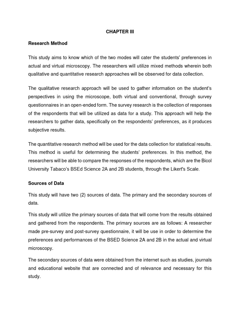 CHAPTER III Group 2 | PDF | Questionnaire | Survey Methodology