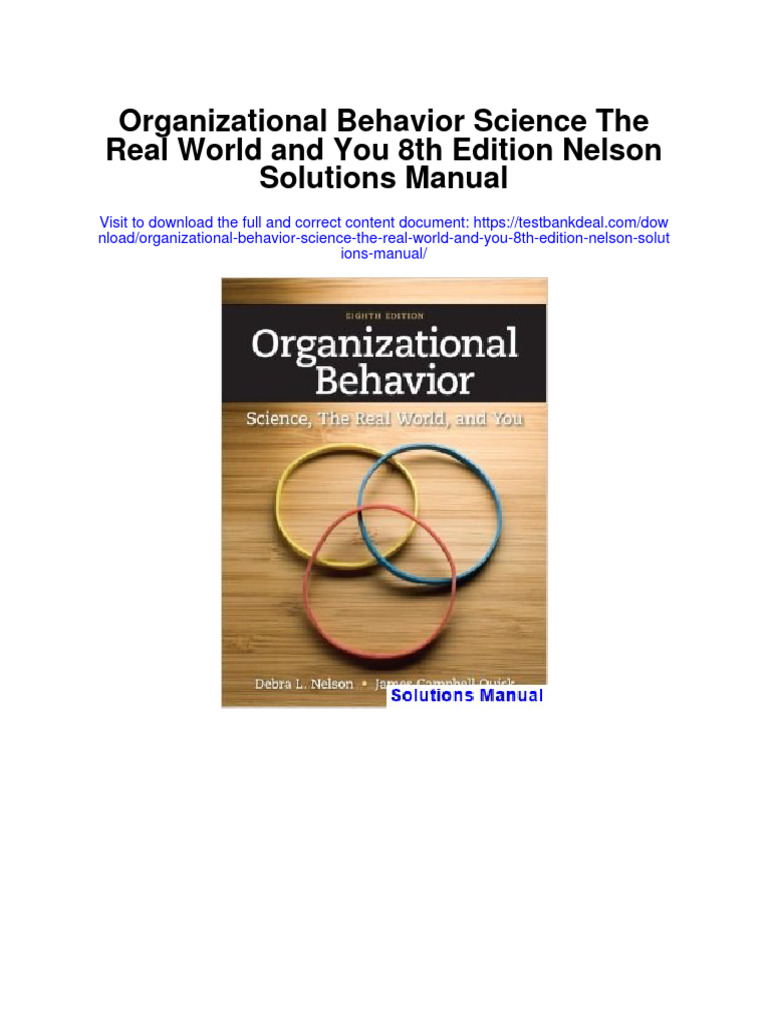 Organizational Behavior Science The Real World and You 8th Edition ...