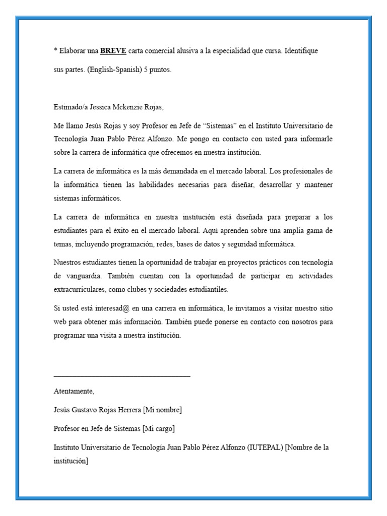 Carta Comercial - Commercial Letter | PDF | Informática