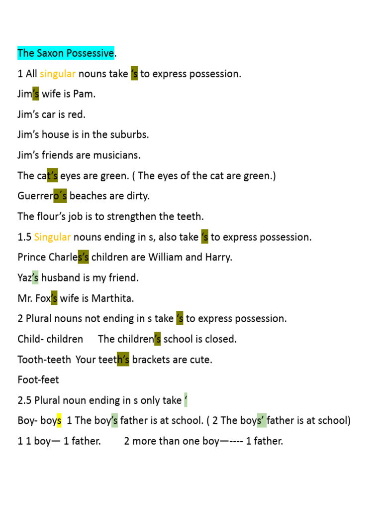 Possessive + Plurals | PDF | Language Arts & Discipline
