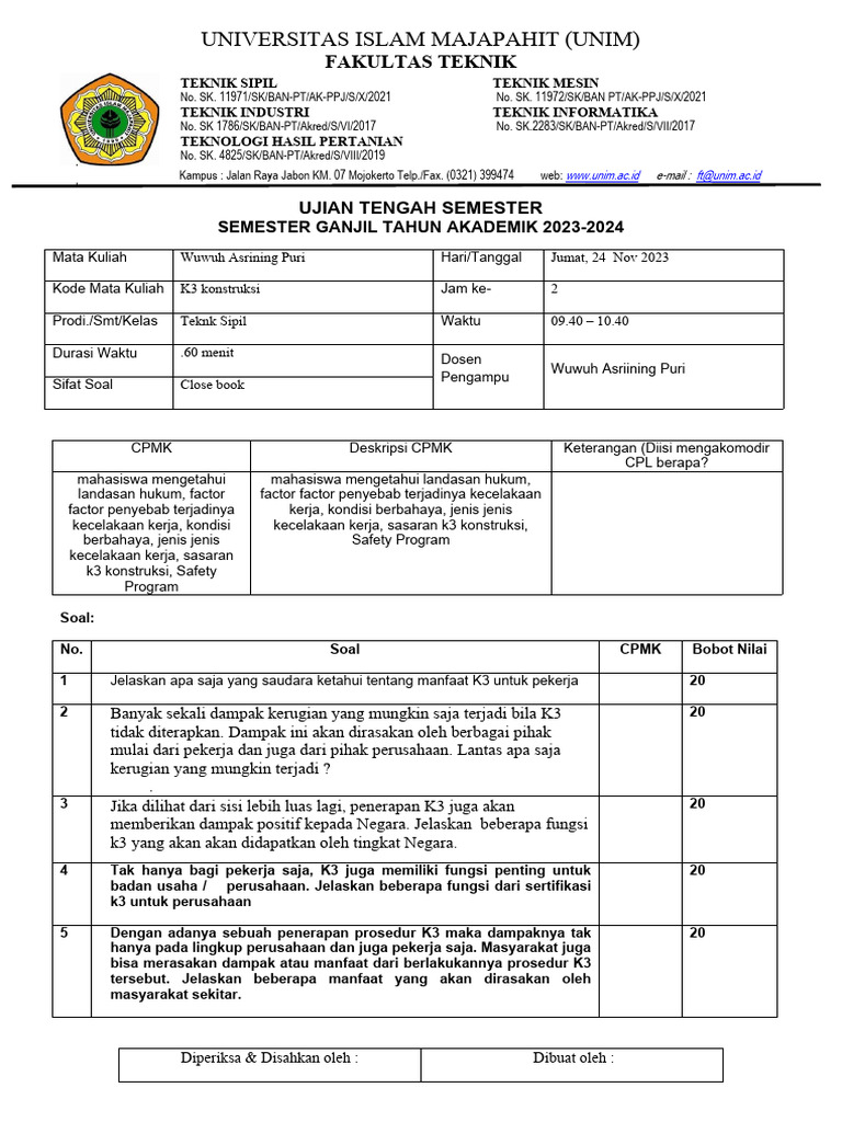 K3 KOnstruksi Pagi | PDF