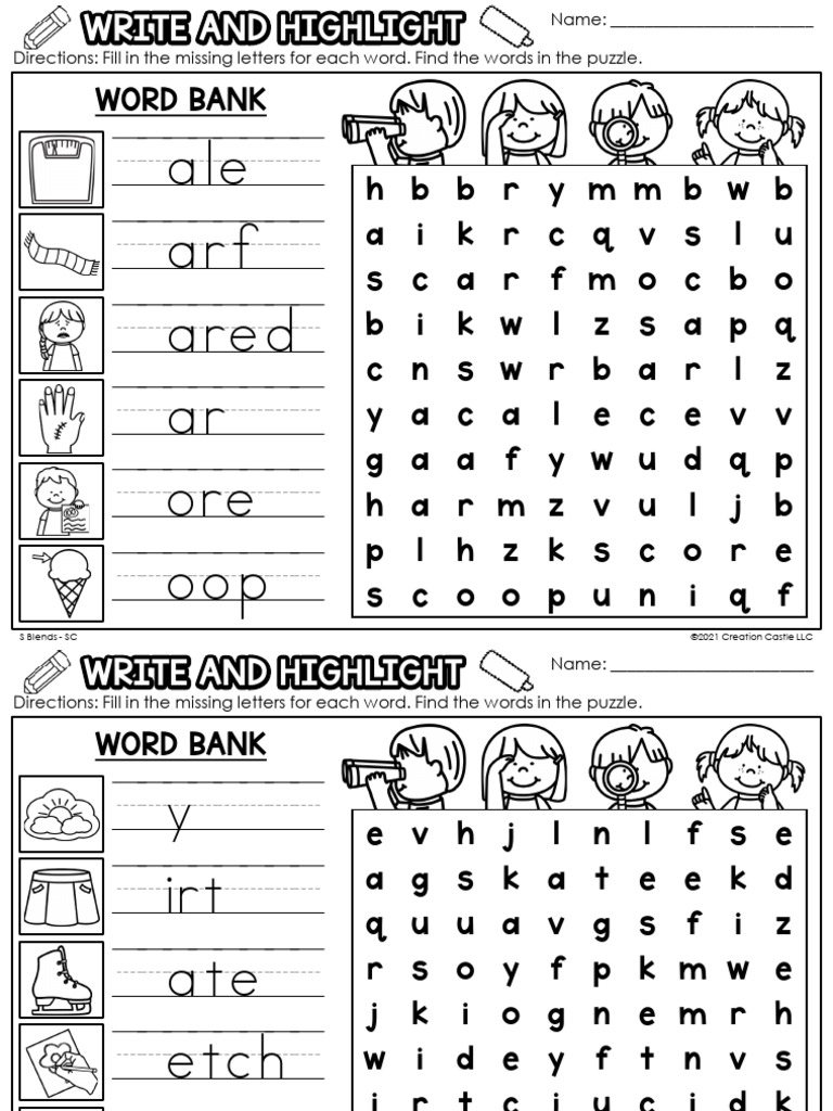Blends - S Blends Word Searches | PDF | Puzzles | Games Of Mental Skill