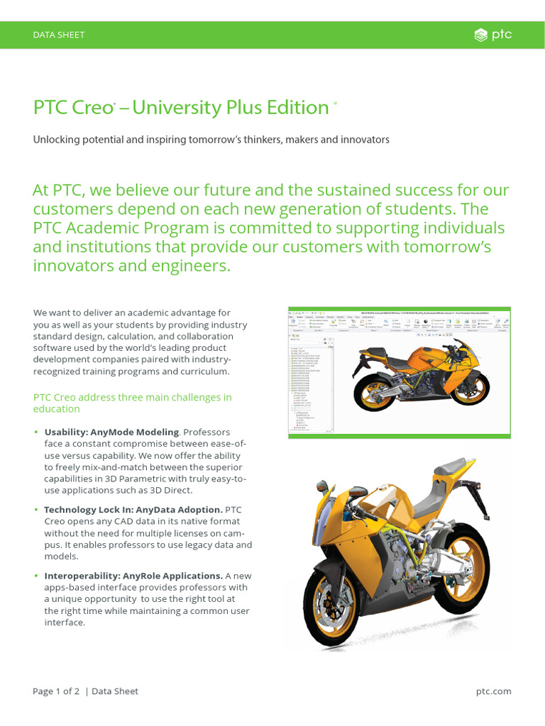 PTC Creo University Plus Edition Flyer | Download Free PDF | Computer ...