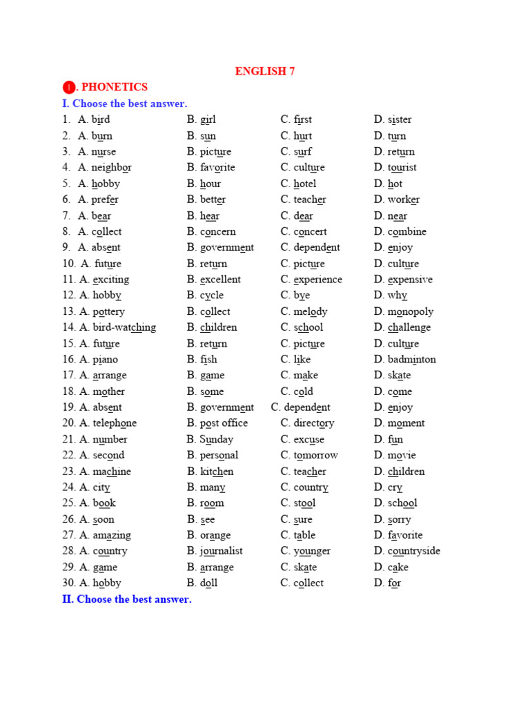 English 7 Practice | PDF