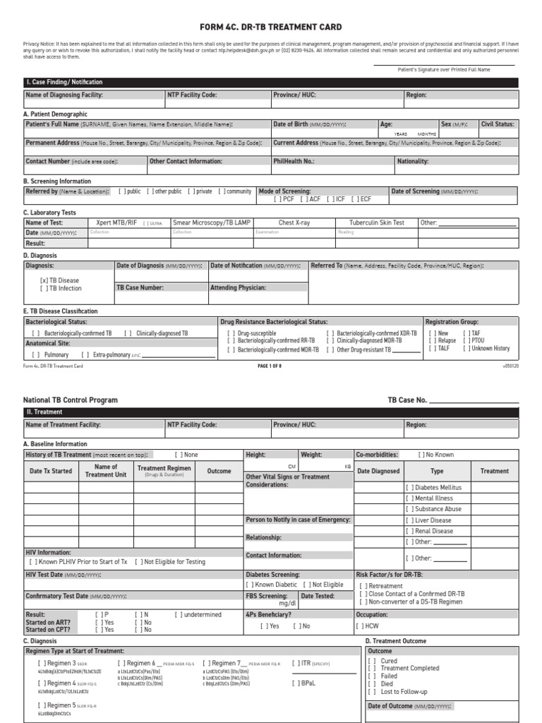 Form 4c v050120 | PDF | Tuberculosis | Alanine Transaminase