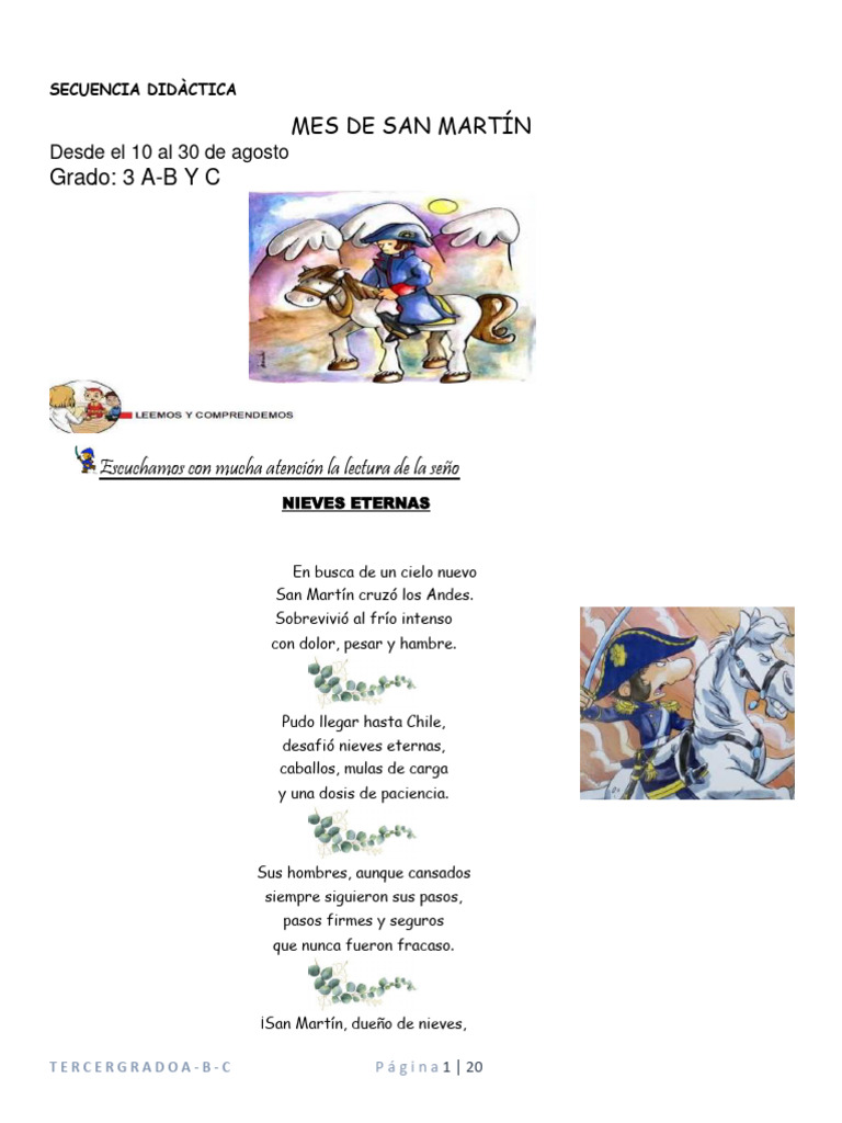 Poesías sobre San Martín para Niños | PDF | Poesía | Rima