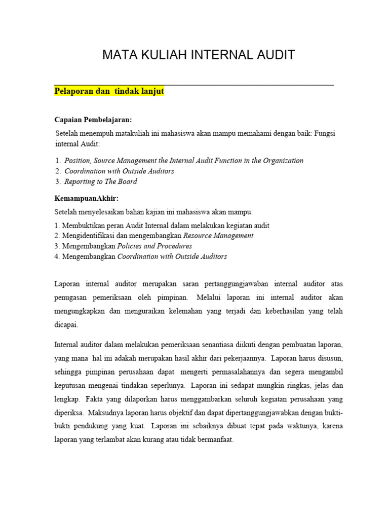 Modul Internal Audit | PDF