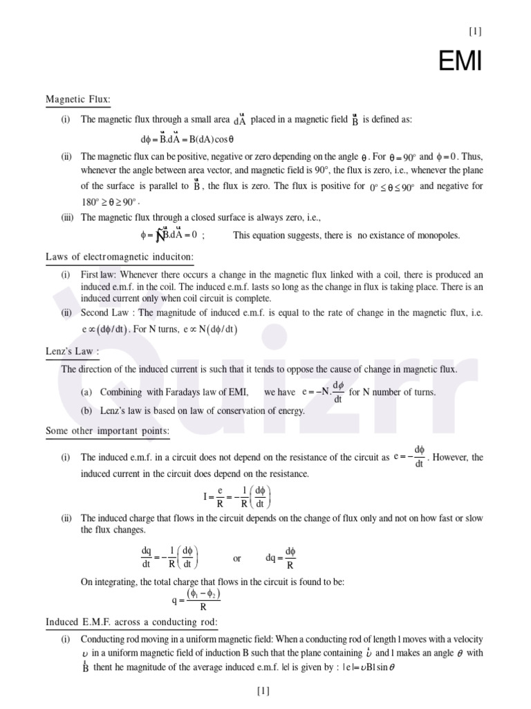 20 Emi Formula Sheets Quizrr | PDF | Inductance | Inductor