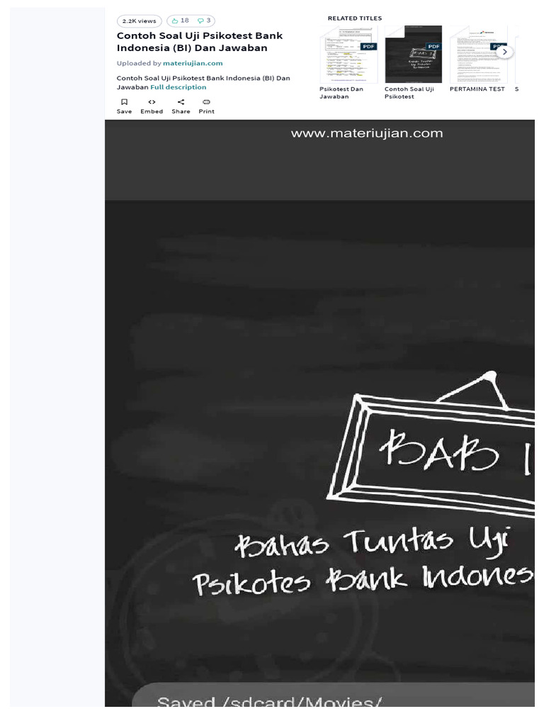 PDF Contoh Soal Uji Psikotest Bank Indonesia Bi Dan Jawaban Compress ...