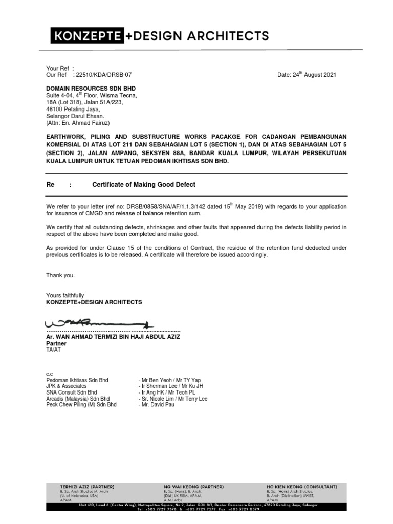 PCPM - Certificate of Making Good Defects | PDF