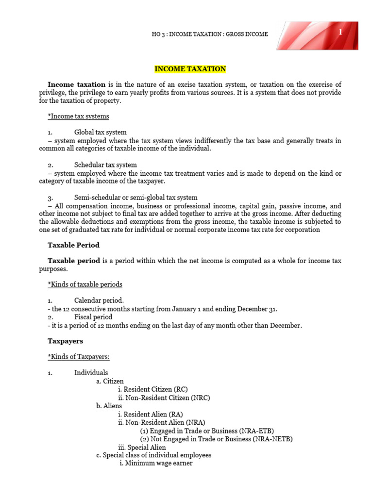Income Taxation Lesson 3 Pdf Gross Income Taxes