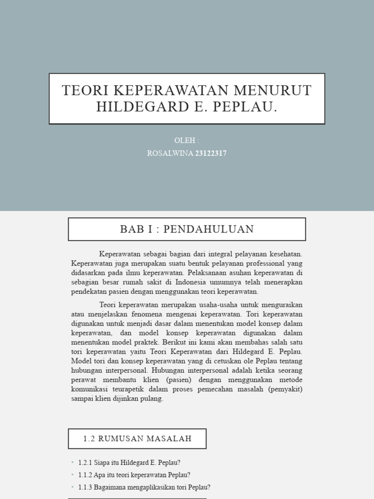Teori Keperawatan Menurut Hildegard E | PDF | Karier & Perkembangan | Pengembangan Diri