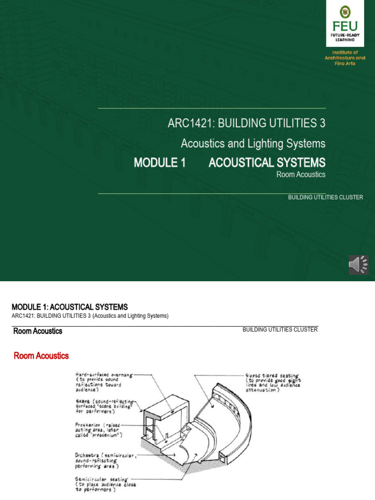 ARC1421 - Module 1 - 1.2 (1.5) Room Acoustics | PDF | Reflection ...