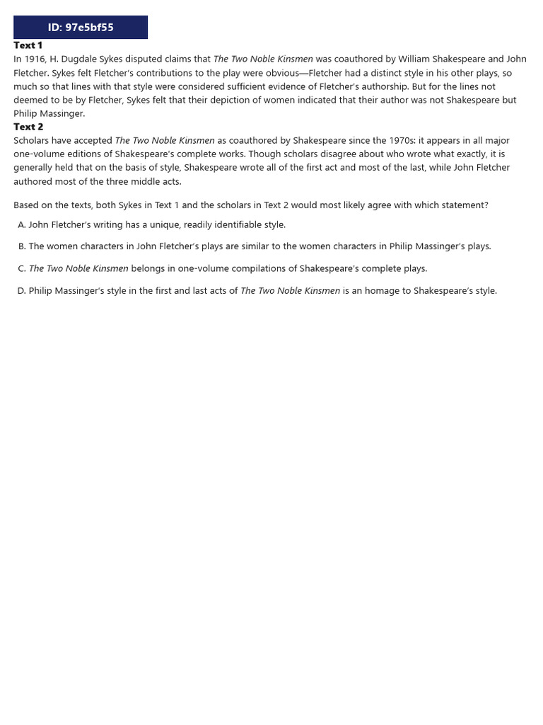 Cross-Text Connections (Hard) - SAT S | PDF | Taste | Umami