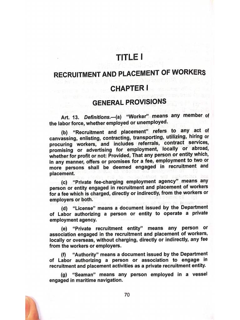 LABOR LAW BOOK (Recruitment and Placeme | PDF