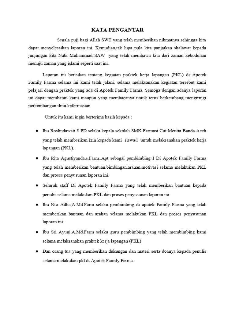 Laporan PKL di Apotek Family Farma | PDF | Bisnis | Teknologi & Rekayasa