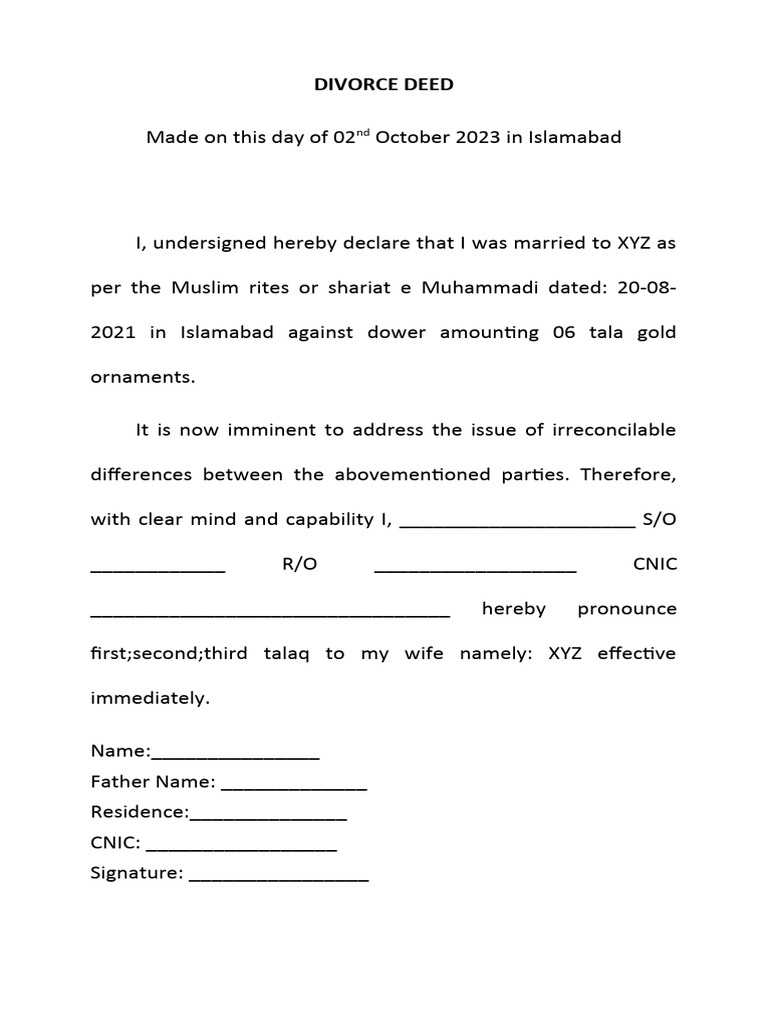 DIVORCE DEED 02102023 051140pm | PDF