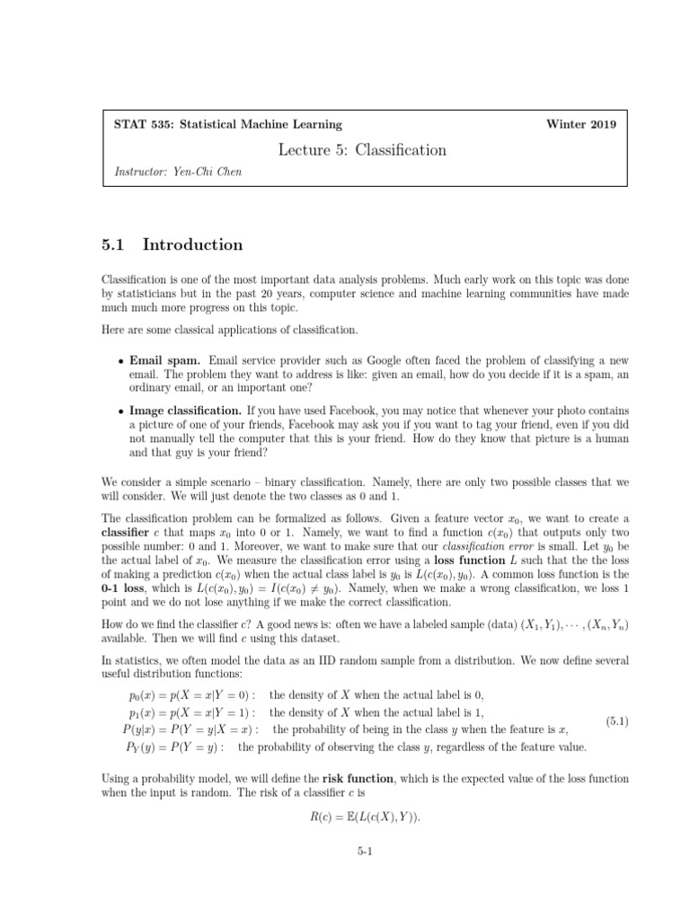 Lec5 Class | PDF | Logistic Regression | Statistical Classification