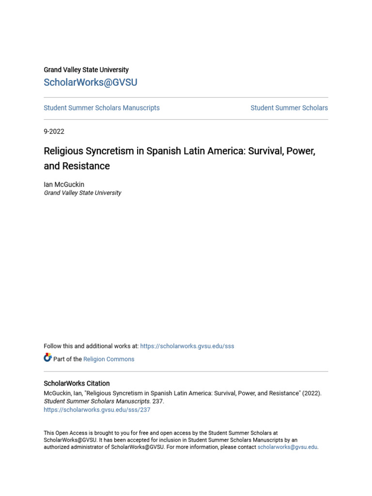 Religious Syncretism in Spanish Latin America Survival Power A | PDF ...
