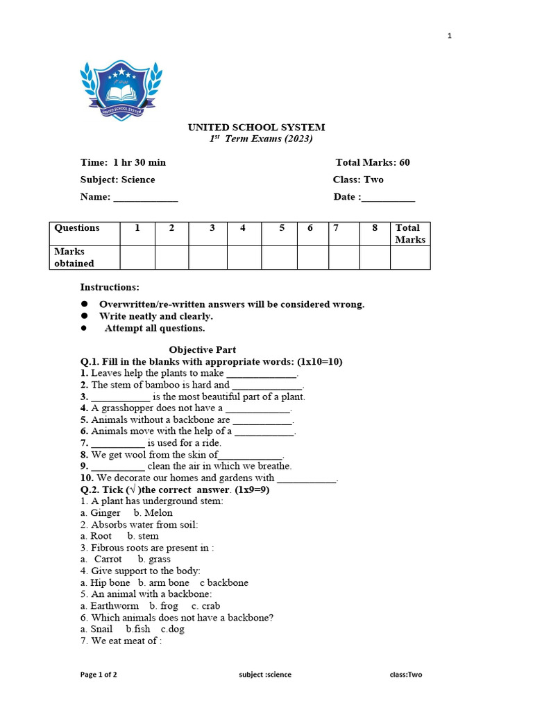 Sciience Class Two Pdf Pdf Botany Plants