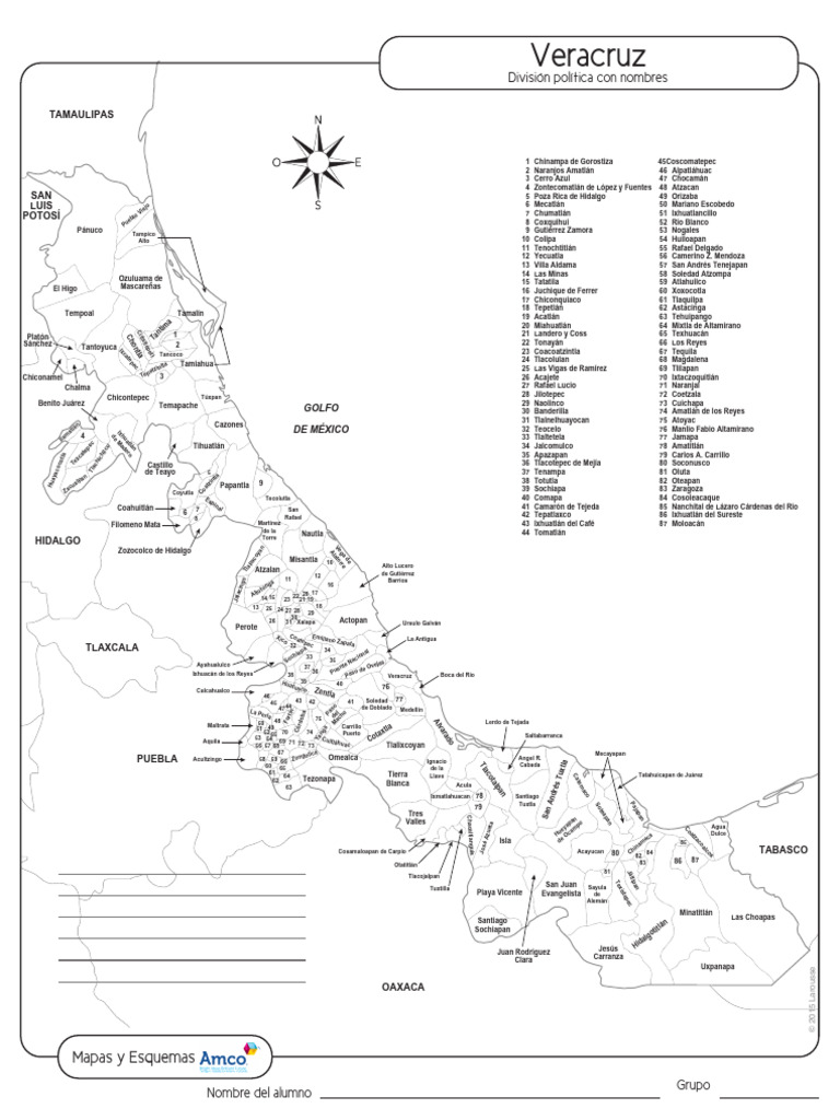Mapa de Veracruz con Municipios y Nombres | PDF