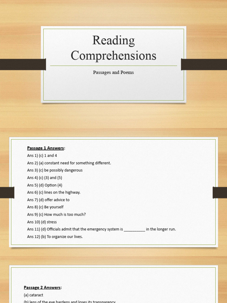Reading Comprehensions | PDF | Eye